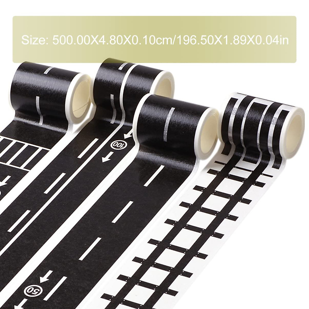 TOYANDONA 4 Rolls Black Tape, Car Road Tape Track Toy DIY Traffic Washi Tape and Traffic Sign Stickers Kids Race Cars Decorations Party Favor