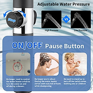 Iopsk Drivse Iondrops Showerhead with Filters for Hard Water,Handheld Shower Head with Off Switch,Detachable Filtered Shower Head with Hose for RV Camper (Gun Grey)