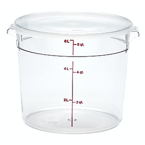 Cambro RFSCW6135 Camwear Round Food Storage Container, Polycarbonate, Clear, NSF, 6 Quart