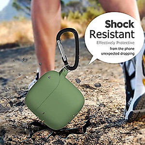 Oakxco JBL Tune 220 TWS/225 TWS Case Silicone, Soft Rubber Gel Shockproof Hard Protective Cover with Keychain Lock, Slim Fit Thin Skin Sleeve Charging Case for Women Girl Cute, Sage Green