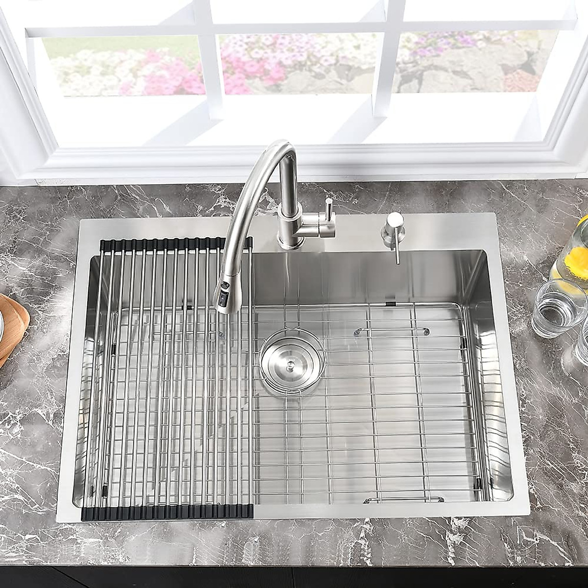 25 Drop In Kitchen Sink Stainless Steel-Hovheir 25x20 Drop In Topmount Sink 16 Gauge Stainless Steel Kitchen Sink Handmade Single Bowl Deep Kitchen Sink Outdoor Kitchen Sink with Cutting Board