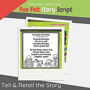 Humpty Dumpty Nursery Rhyme Felt Figures | 8 Adorable Felt Board Pieces for Flannel Board. Perfect for Toddlers, Preschool and Kindergarten - Reusable Felt Board Stories