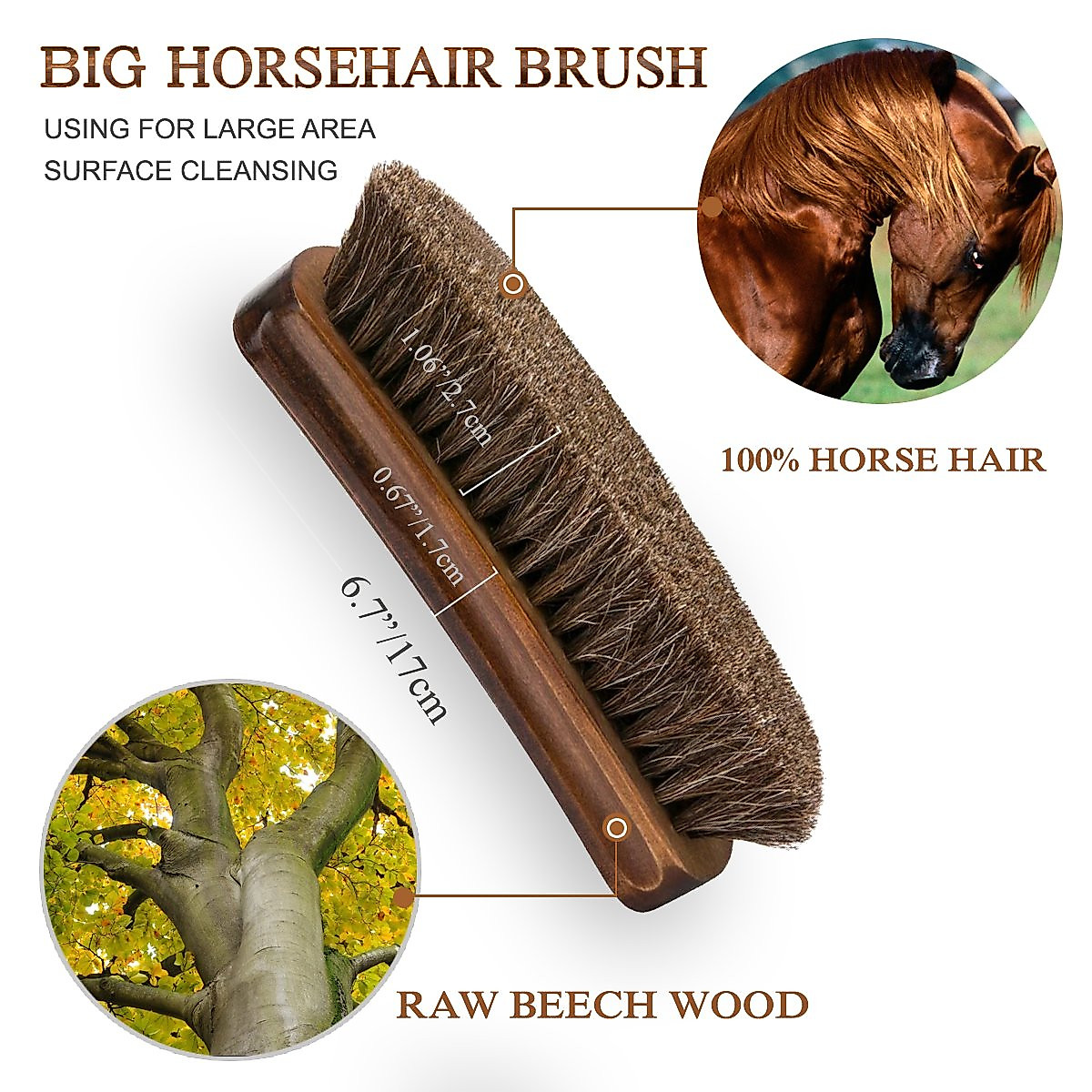 TAKAVU Shoe Shine Brushes Kit (4PCS) - 100% Soft Horsehair Bristles Brush, Polish Applicator, Crepe Suede Shoes Brush, Microfiber Buffing Cloth for Shoes, Leather, Boot, Cloth, Bag