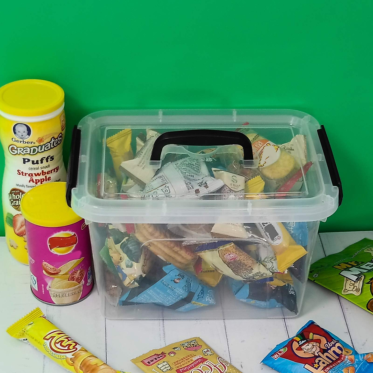 AnnkkyUS 6-pack 5 Liter Plastic Storage Box Bin with Lid, Clear Lidded Boxes