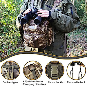 MDSTOP Binocular Harness, Bino Harness Chest Pack with Rangefinder Pouch, Bino Straps Secure Your Binoculars, Holds rangefinders, Phones, Bullets etc, for Bird Watching, Hunting, Travel, Sports