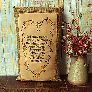 CVHOMEDECO. Rustic Rectangular Inspirational Embroidered Throw Pillow with Star Berry Vine Decorative Accent. 20 x 11 Inch