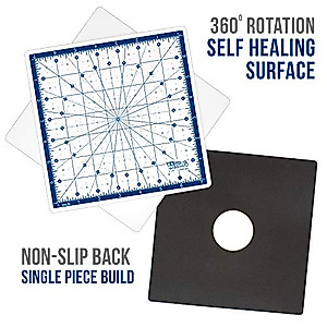 U.S. Art Supply 8" x 8" Rotary WHITE/BLUE High Contrast Professional Self Healing 7-Layer Durable Non-Slip Cutting Mat Great for Scrapbooking, Quilting, Sewing and all Arts & Crafts Projects