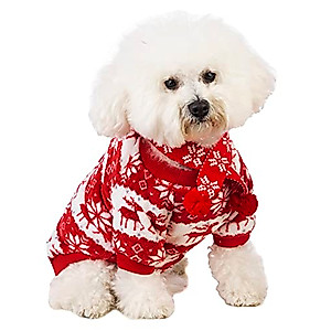 Coomour Dog Christmas Shirt Deer Pet Clothes Dogs Xmas Soft Shirts with Christams Bandanas Apparel Pupy Elf Costume Outfits for Small Dogs and Cats (M)