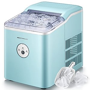 Ice Makers Countertop, 28 lbs in 24 Hours, 9 Cubes Ready in 6 Mins, NORTHCLAN Portable Ice Cube Maker Machine with Ice Scoop and Basket for Home/Kitchen/Office/Bar/Party (1, Mint, 1)