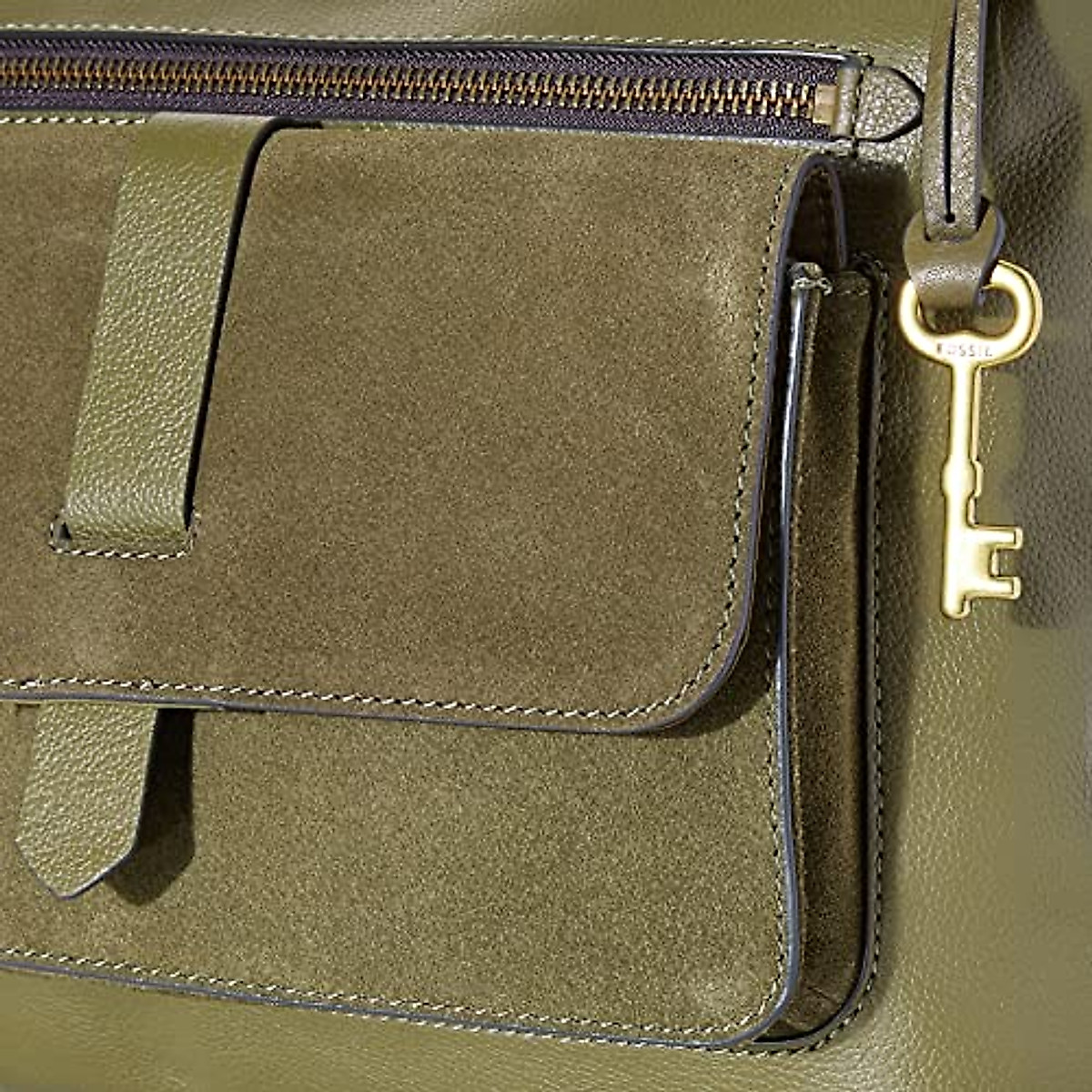 Fossil Women's Kinley Leather Large Crossbody Purse Handbag, Green Moss