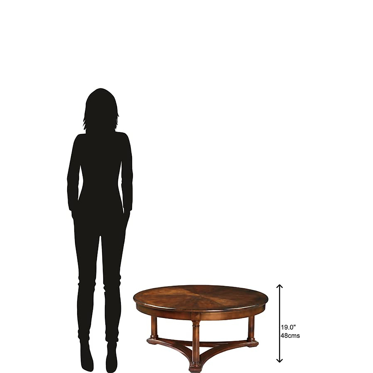 Hekman Furniture Bailey Round Coffee Table – Macadamia Finish, Lower Shelf, Rustic American Cherry Veneers & Select Solids, Lightly Distressed, Mid Century Modern Living Room Furniture