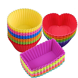 Silicone Baking Cups Muffin Cupcakes Liners Molds Sets in Storage Container-36 Pack