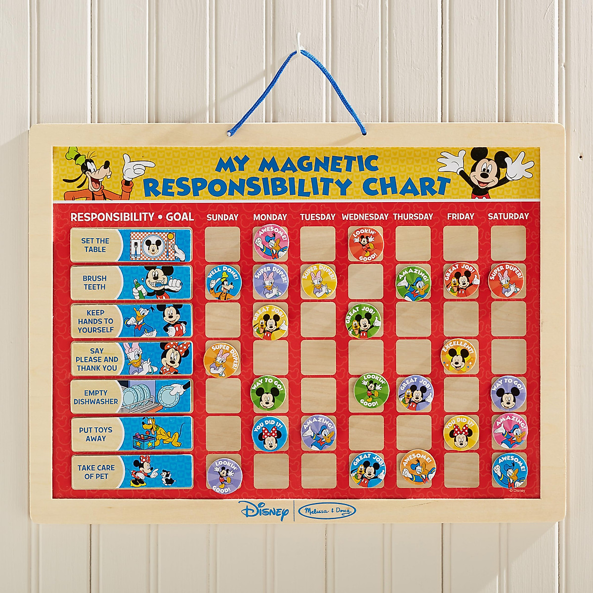 Melissa & Doug Disney Mickey Mouse Clubhouse My Magnetic Responsibility Chart - Routine, Reward Board/ Chart For Toddlers and Kids Ages 3+, Small