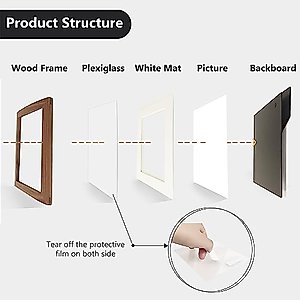 H-A 8x10 Picture Frames with Mat, Rustic Natural Wood Photo Frame for Tabletop (1 pcs)
