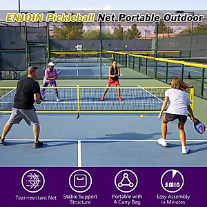 ENJOIN Pickleball Net Portable Outdoor - 22FT Regulation Size Set Driveway Pickleball Set with Net, Pickleball Nets and Accessories Included 4 Premium Wood Pickleball Paddles, 4 Outdoor Pickleballs