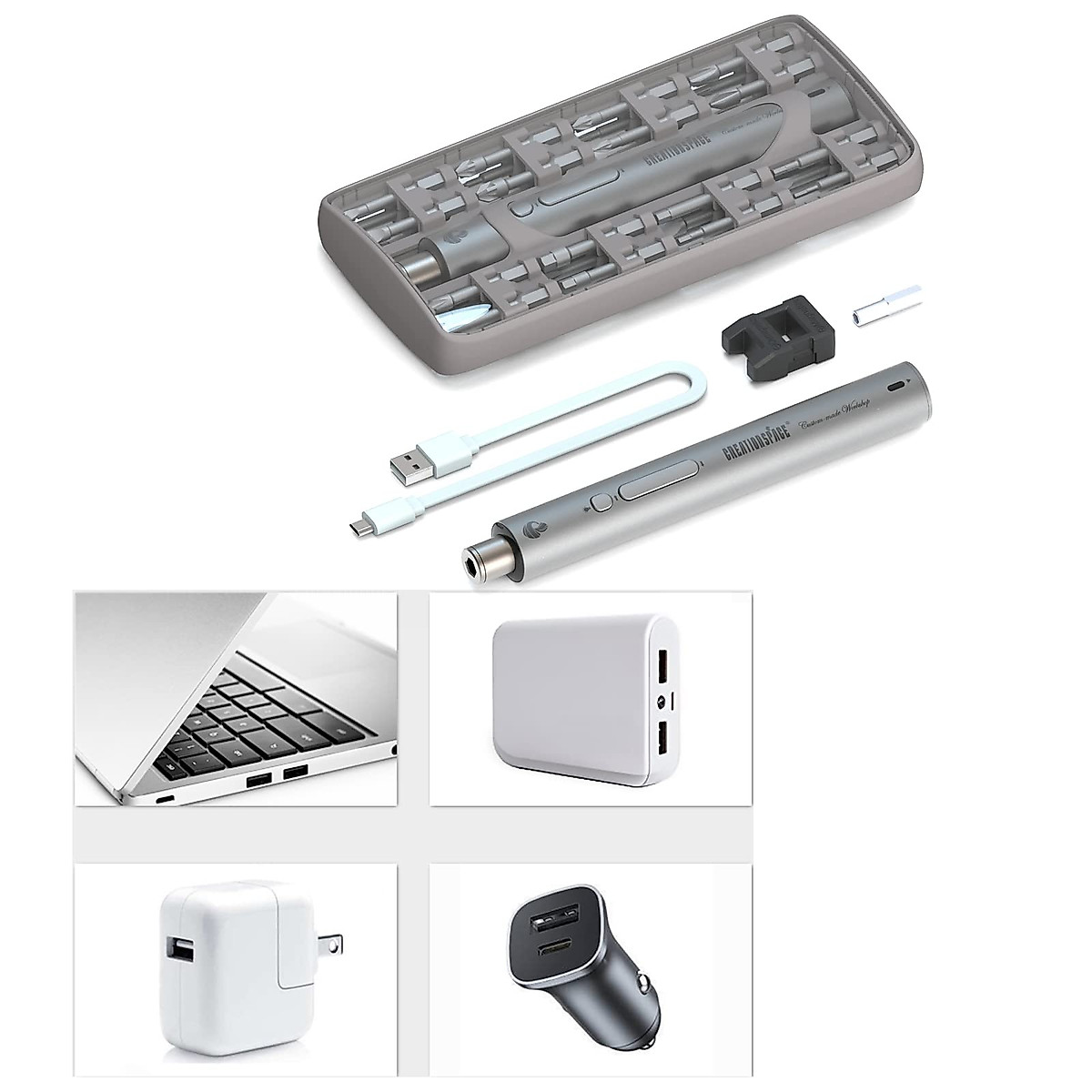 CS1901A Cordless Electric Screwdriver Kit 1.5Nm Mini Tools USB Charging 3.7V Electric Screwdriver Variable Speed Cordless Screwdriver Tool Rechargeable