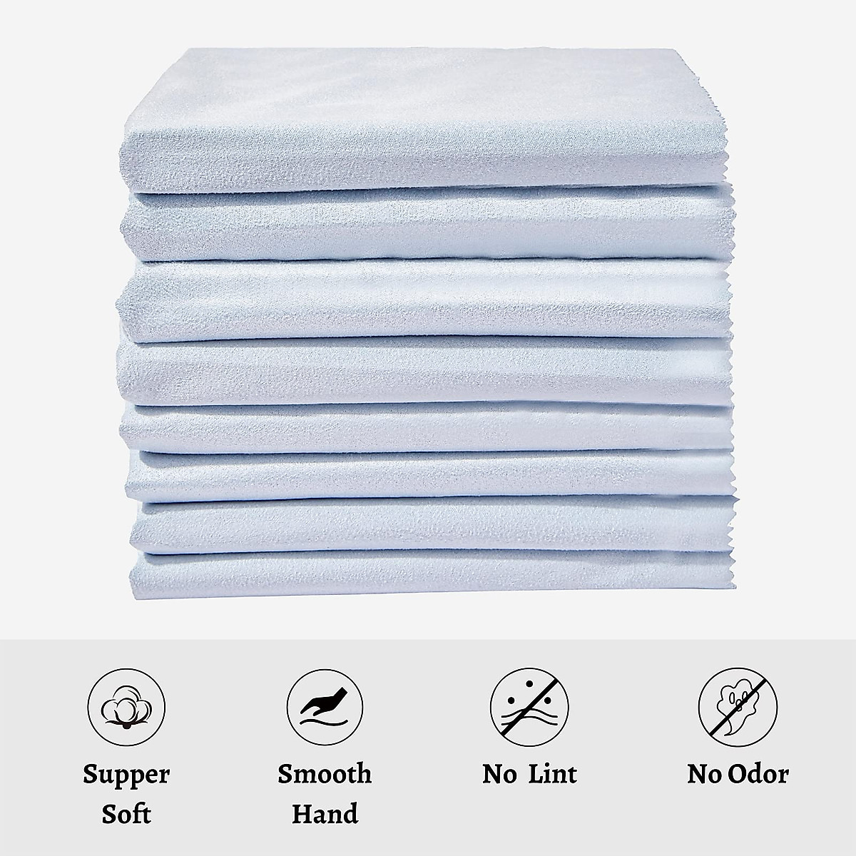 CATIFLIN 8 Pack Large Instrument Cleaning Cloth, Lint Free Guitar Cleaning Cloth, Soft Polishing Cloth For Flute, Cello, Viola, Violin, Trumpet, Clarinet, String Instruments (12"X12", Light Blue)