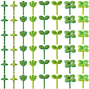 64 Pcs Kids Food Pick Leaves Series Bento Box Picks Plastic Fruit Picks Decorative Bento Box Accessories Mini Fruit Fork Kawaii Plastic Stick Cute Salad Toothpick for Party Lunch Decor, 8 Styles