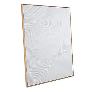 Zessonic Framed Abstract Wall Art for Living-room - Large White Geometric Line Spiral Abstract Hand-painting Artwork Minimalism Contemporary Nordic Boho Decorative for Living Room, Bedroom - 28"x 40"