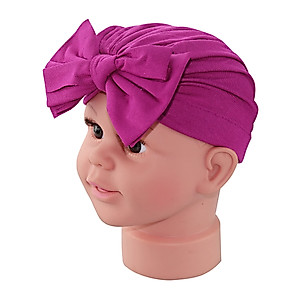 Bestjybt 6 Pcs Baby Turban Knot Hats Infant Toddler Hospital Hat Cotton Head Wrap (Big Bow) Multicolor