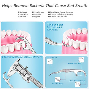 GELMAY Portable Toothpicks Pocket Set, Dental Floss Picks, Reusable Flosser, Travel Tooth Picker, Flossers for Adults, Stainless Steel Teeth Cleaning Kit