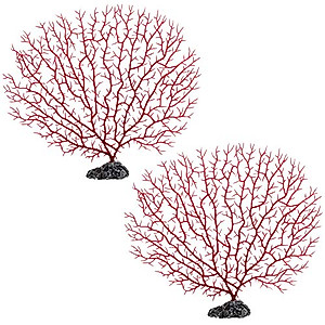 TEHAUX Artificial Plants Aquarium Landscape Simulation Coral Decor, Fake Sea Fan Coral for Both Fresh and Salt Water, Safe and Easy for Daily Washing, Medium Size 2pcs Ocean Decor