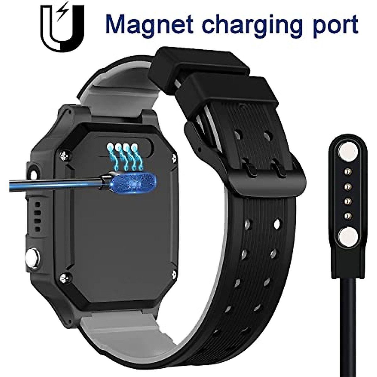 Aliwisdom Smart Watch Universal Charger Magnetic, Smartwatch Accessories 4 Pin Magnetic Suction Replacement Charger for Smart Watch/Fitness Tracker, Cable Contact pin spacing Compatible 7.62mm