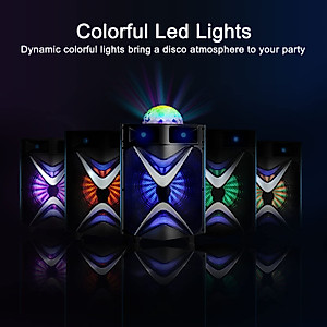 VeGue Karaoke Machine for Adults & Kids, Bluetooth Speaker PA System with 2 Wireless Microphones, 10'' Subwoofer, Disco Ball LED Light, Singing Machine for Home Karaoke, Party, Church (VS-1088)