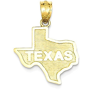 IceCarats 14K Yellow Gold State of Texas Map Necklace Charm Pendant Only
