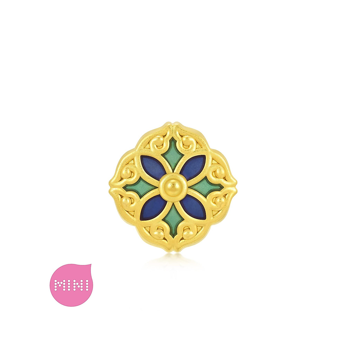 CHOW SANG SANG 999 24K Solid Gold Cultural Four-Shaped Cloud Mini Charm Bracelet for Women 92671C (Gold, 17 CM) (gold)