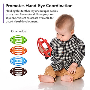 elbebe Silicone Football Baby Teether Toy - Teething Toys for Babies 0-6 months, BPA-free Baby Teething Toys, Chewable Baby Teethers 0-6 months, Baby Chew Toys for Teething Baby Relief -Coral Red