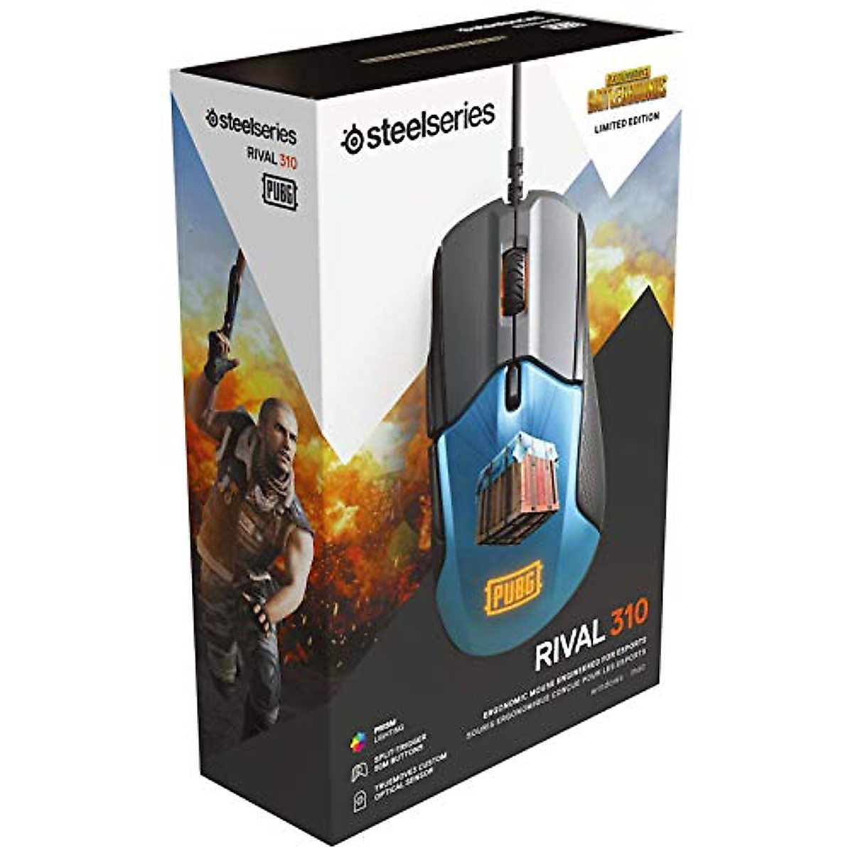 SteelSeries Rival 310 - Optical Gaming Mouse - RGB Illumination - 6 Buttons, Rubber Sides - On-Board Memory - PUBG