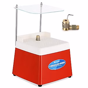 Mxmoonant Stained Glass Grinder with 5/8’’ & 1’’ Diamond Grinder Bits & Baffle, 4200r Mini DIY Grinding Tool Kit for Shaping Ceramic Glass (Red)