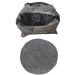 BDJ Upcycling Blue Denim Jean Round Shape Top-Handle Bucket Handbag for women (Round 5)