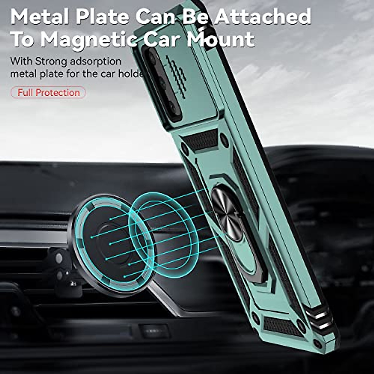 MLDWH Samsung S20 5G Case with Stand Kickstand Ring and Camera Cover with Tempered Glass Screen Protector, Heavy Duty Military Grade Shockproof Protective Cover for Samsung S20 5G (Green)