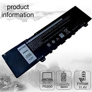 KYTD F62G0 Battery for Dell inspiron 13 5370 7370 i7373 7373 7380 7386 2-in-1 Vostro 5370 P83G P83G001 P87G P87G001 P83G002 P91G Series F62GO RPJC3 39DY5 11.4V 38Wh