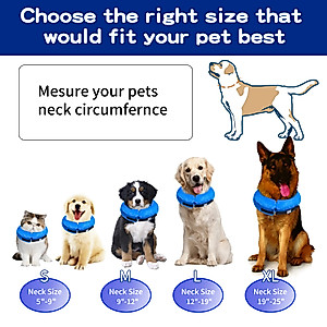Dog Cone Collar for After Surgery - Soft Dog Cones for Medium Dog and Cats- Inflatable Elizabethan Dog Cone Collar Alternative - Adjustable Recovery Collar for Pets - Blue - Medium(Neck 9"-12")