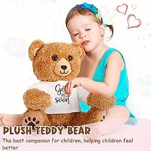 Get Well Soon Bear 16 Inch Bear Stuffed Animals with White T-Shirt Feel Well Soft Bear Plush Hospital Gifts for Boy and Girl (Classic Style)