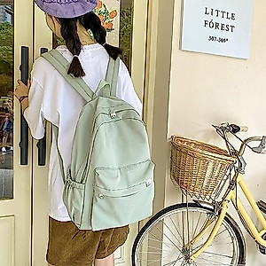 ZOVALI Difa Backpack, Difa Bear Backpack, Difa Canvas Backpack, Cute Aesthetic Backpack, Travel Laptop Backpack (Green)