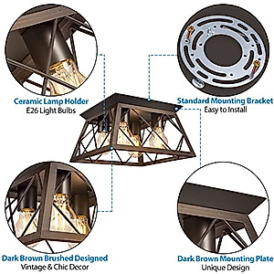 FadimiKoo Flush Mount Ceiling Light Fixtures for Kitchen Hallway, 4-Light Close to Ceiling Lighting, Industrial Farmhouse Square Cage Ceiling Lamp for Dining Room, Living Room, Bulb Not Included