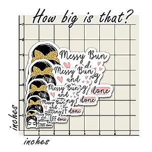 Miraki Messy Bun And Getting Stuff Done Stickers, Teacher Stickers, Funny Stickers, Water Assitant Die-Cut Vinyl Funny Decals for Laptop, Phone, Water Bottles, Kindle Sticker