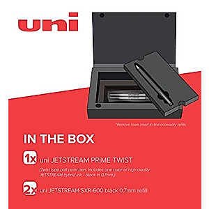 uni JETSTREAM PRIME TWIST - Includes one pen + two Parker Style refills (SXR-600-07) in Exclusive Gift Box - Black