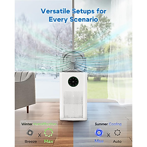YOKEKON Humidifier and Purifier in One - Purifier and Humidifier Combo with Oscillating Fan, Evaporative Large Room Humidifier for Bedroom, Sleep Mode, Timer, Baby Adults Office Yoga Plants, White, 4L
