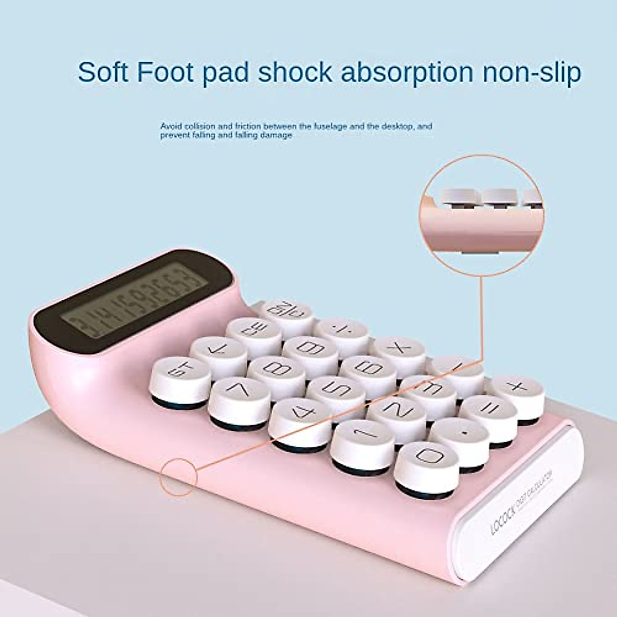 QONIA Retro Calculator Mechanical Keyboard Portable Computer 10 Digit LCD Display Financial Office Fashion Calculator-Pink