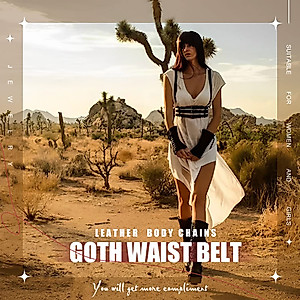 BODIY Women Fashion Leather Harness Belt Punk Waist Harness Belts Rave Body Accessories (Black)