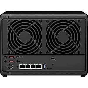 Synology DiskStation DS1520+ NAS Server with Celeron 2.0GHz CPU, 8GB Memory, 90TB HDD Storage, 1TB M.2 NVMe SSD, 4 x 1GbE LAN Ports, DSM Operating System