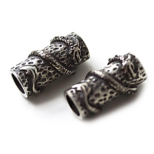 LynnAround Pewter Norse Nordic Viking Dragon Beard Beads Rings, Dwarven Dreadlock Pirate Medieval Hair Beads, Pagan Jewelry