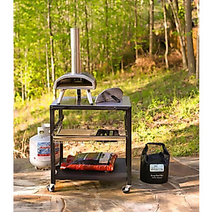 NUUK Double-Shelf Rolling Outdoor Pizza Oven Table, 24" x 30" Stainless Steel Commercial Multifunctional Food Prep Worktable with Drawer on Wheels