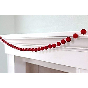 Red Felt Ball Garland- Christmas, Valentine's Day- 1" (2.5 cm) Wool Felt Balls