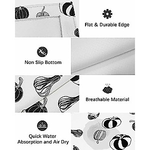 Thanksgiving Fall Outdoor Rug for Patio/Deck/Porch, Non-Slip Large Area Rug 6 x 9 Ft, Simple Black and White Fall Pumpkin Indoor Outdoor Rugs Washable Area Rugs, Reversible Camping Rug Carpet Runner